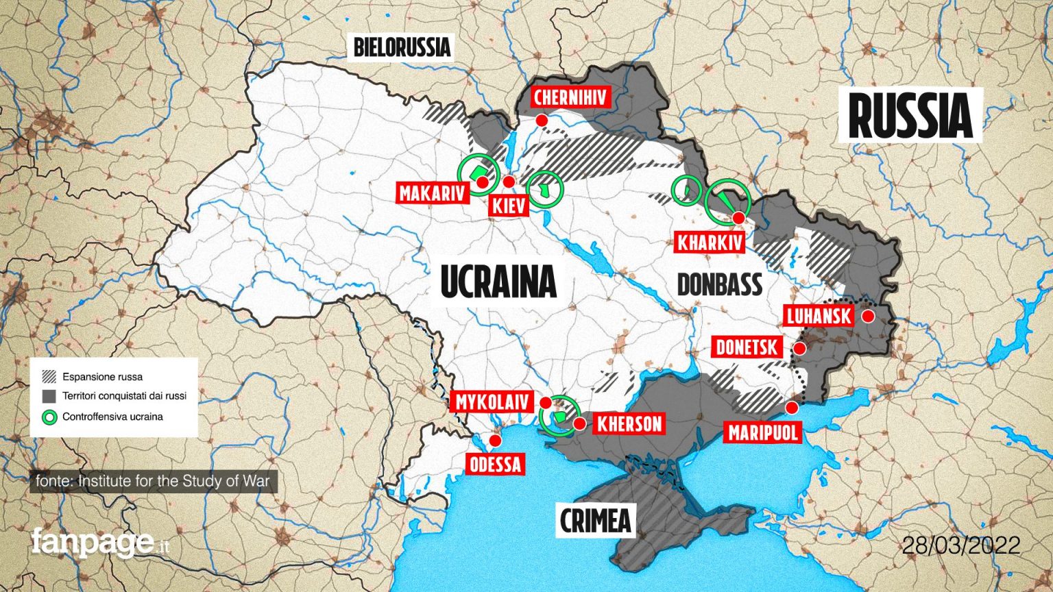 Ucraina 2022: mappe e riassunto della guerra