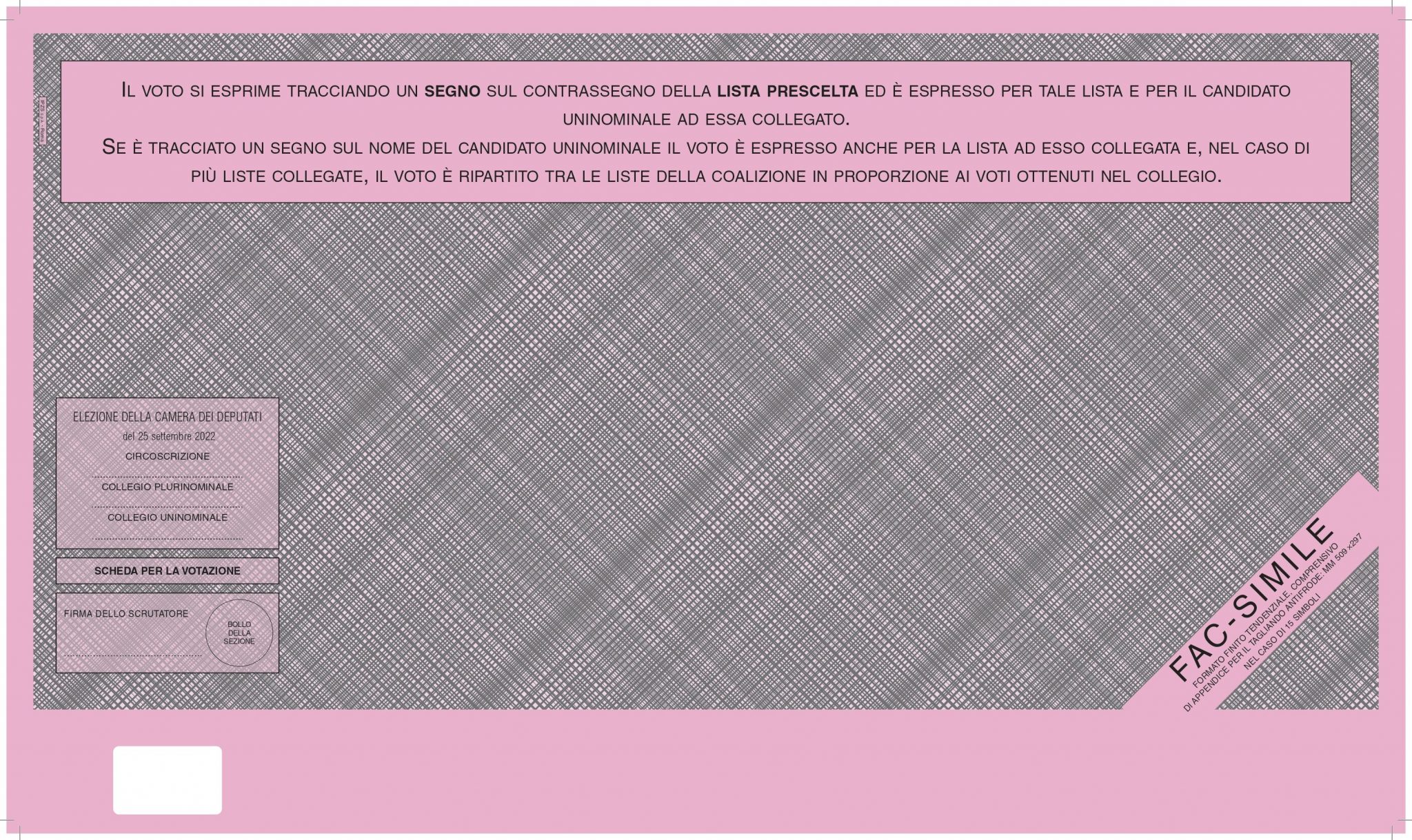 Scheda elettorale politiche 2022: i fac simile per votare il 25 settembre
