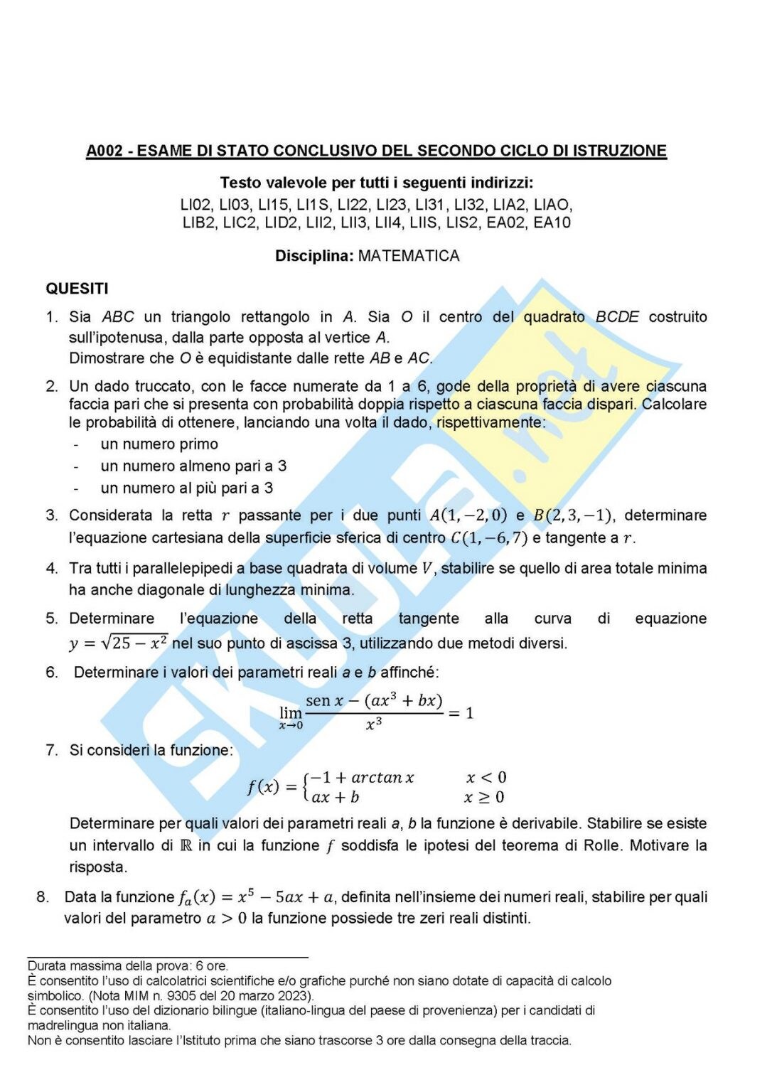 Seconda prova Maturità Scientifico, traccia svolta matematica su ...