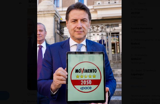 Europee, M5s di Conte presenta simbolo con la parola 'pace', Calenda e ...
