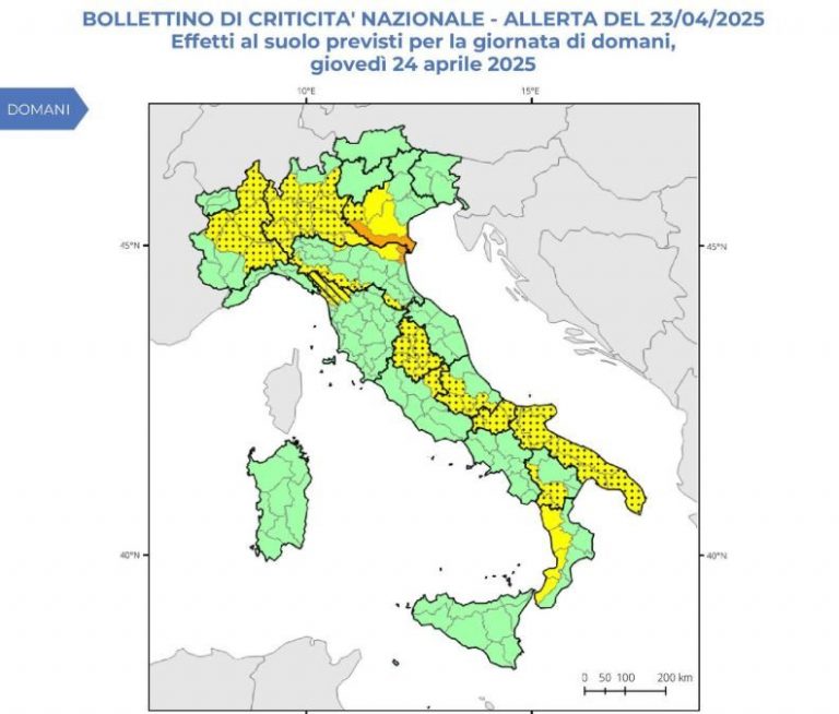 Maltempo, allerta meteo arancione e gialla per temporali giovedì 24 aprile: le regioni a rischio