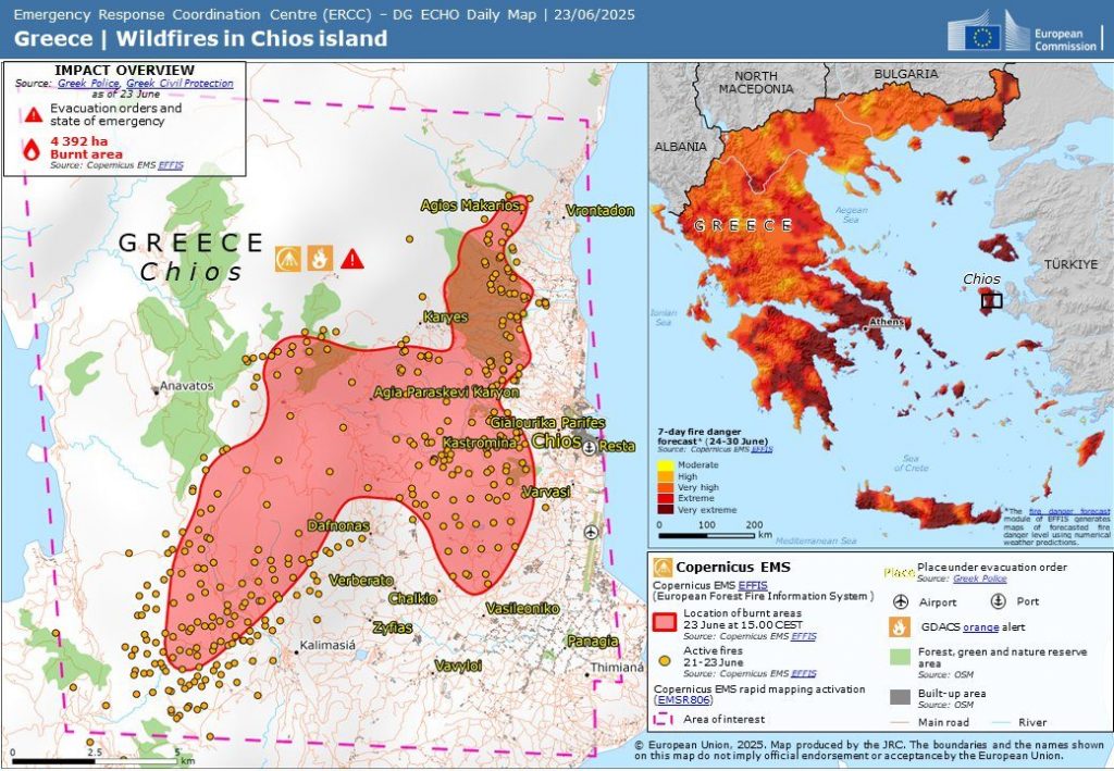 Emergenza incendi in Grecia, l'isola di Chios brucia da 3 giorni: le ...