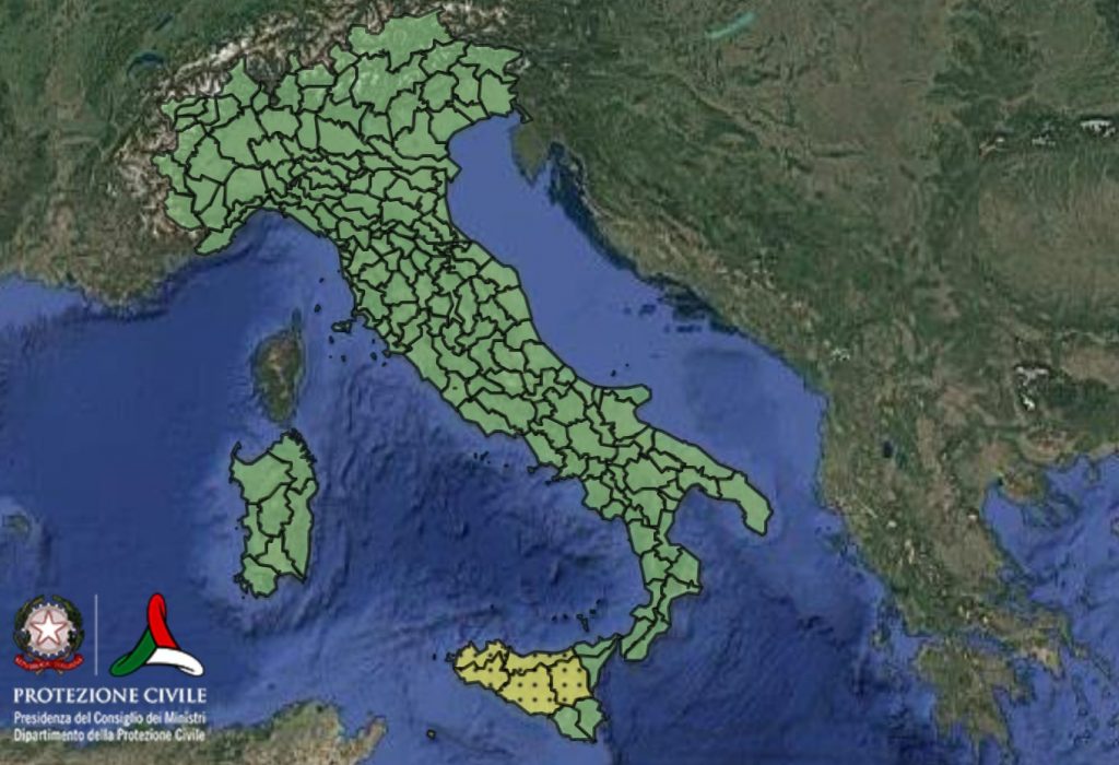 Maltempo, allerta meteo gialla per rischio temporali domani 14 ottobre sulla Sicilia