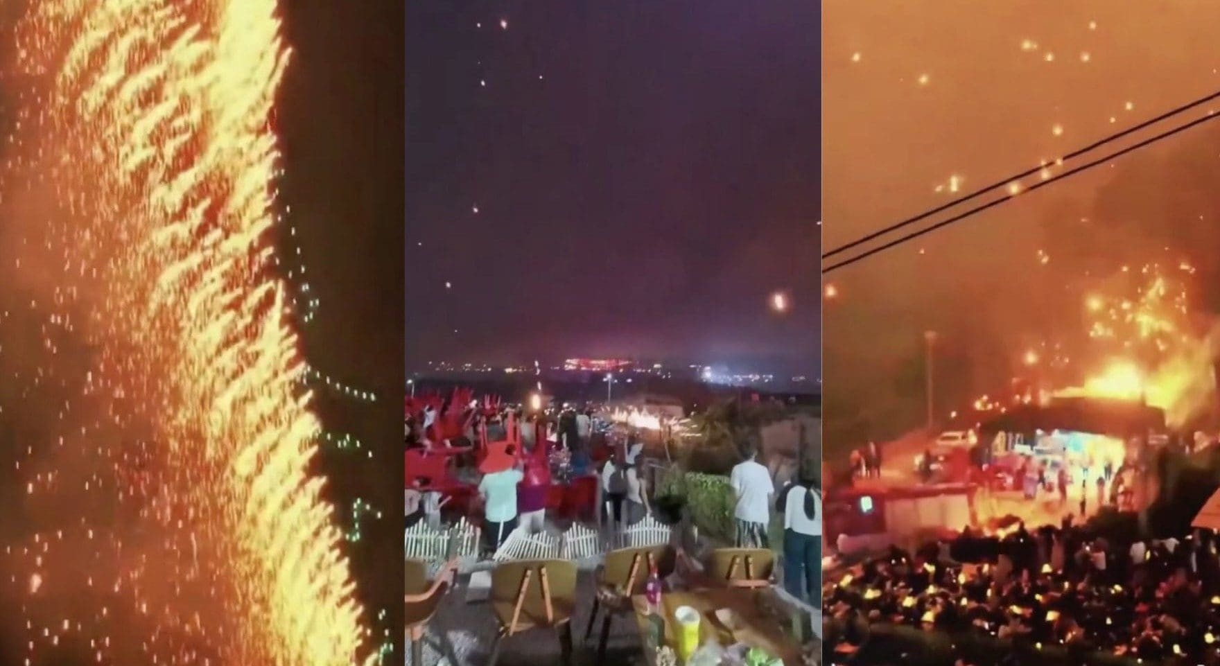 Le immagini del cielo infuocato sopra Liuyang: pioggia di scintille ...