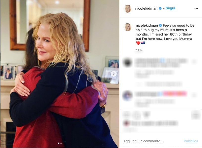 Nicole Kidman rivede la madre dopo 8 mesi: "Che bello abbracciarla, mi ...