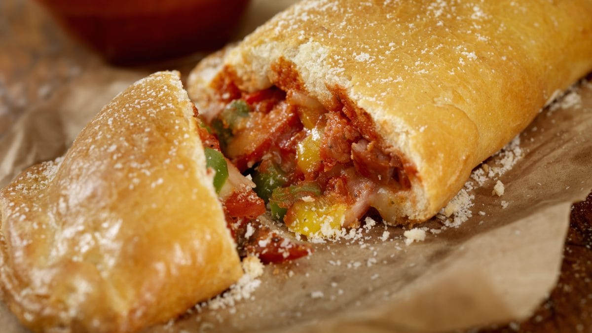 Italian calzone with onions