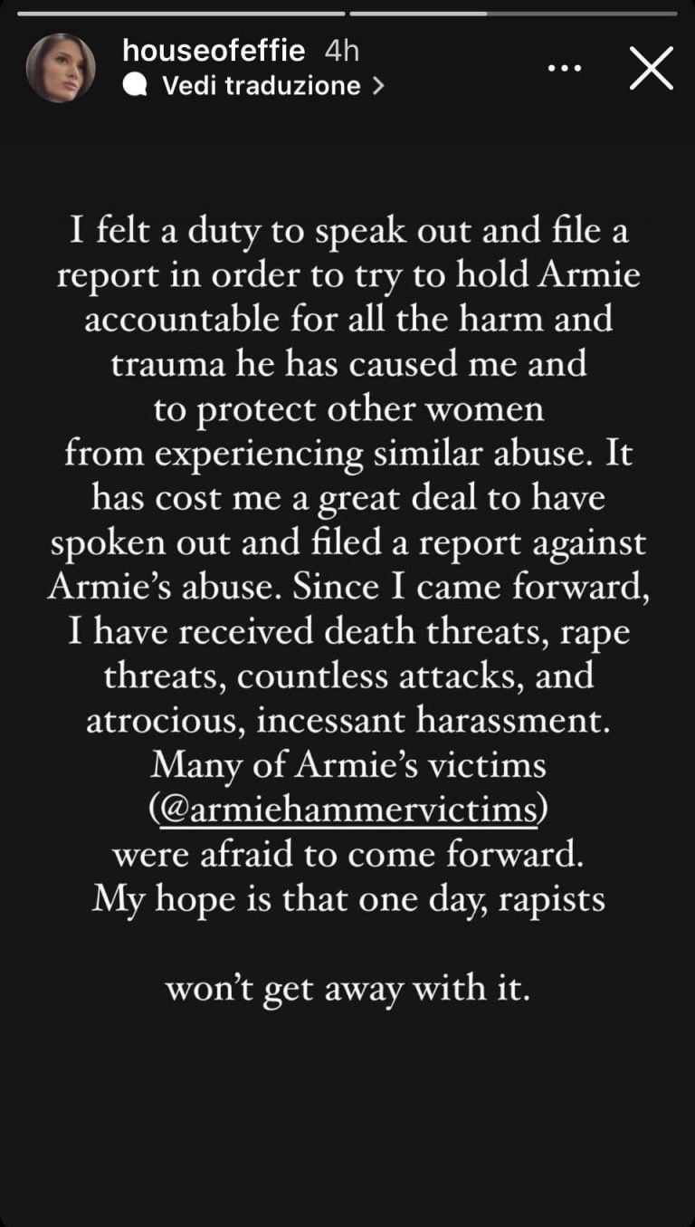 Armie Hammer non andrà a processo per violenza, Effie Angelova: "Un ...