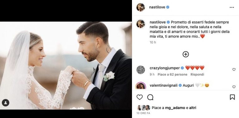 Il matrimonio di Chiara Nasti e Mattia Zaccagni: tre cambi d'abito e il ballo con il figlio Thiago