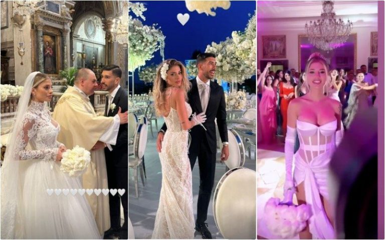 Il matrimonio di Chiara Nasti e Mattia Zaccagni: tre cambi d'abito e il ballo con il figlio Thiago