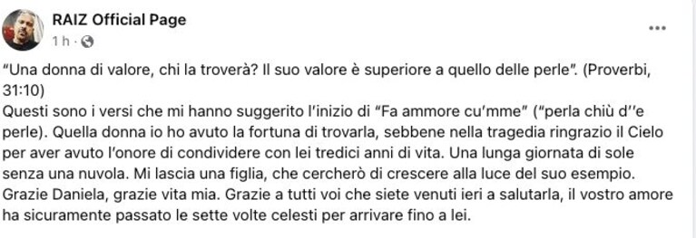 Raiz dice addio alla moglie Daniela Shualy: "13 anni insieme senza una ...