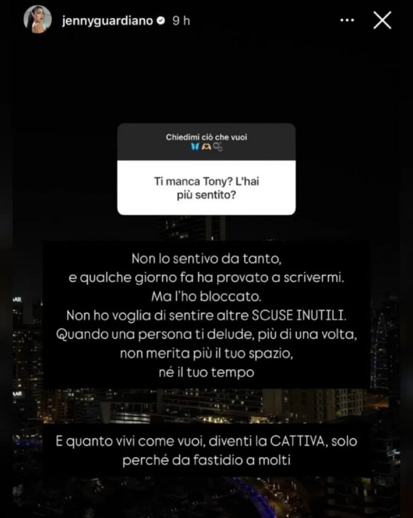 Jenny Guardiano: “Tony Renda mi ha cercata ma l’ho bloccato, non ho ...