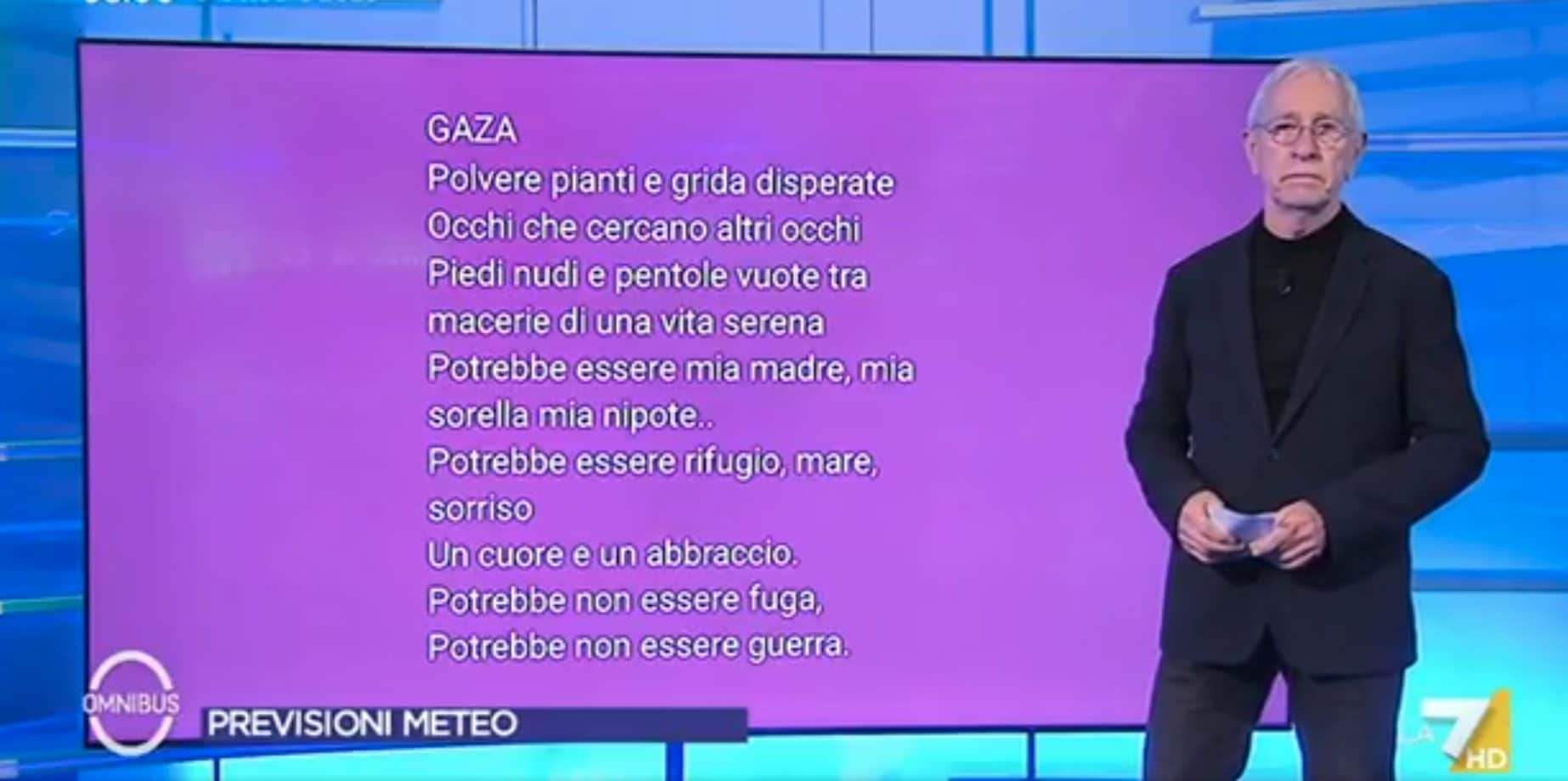 L'ultima diretta in tv di Paolo Sottorocorona con una poesia per Gaza ...