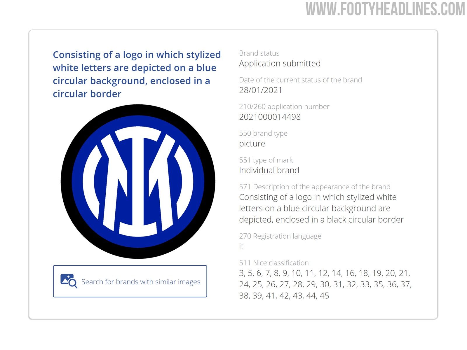 Nuovo logo Inter: depositata la domanda di registrazione del marchio