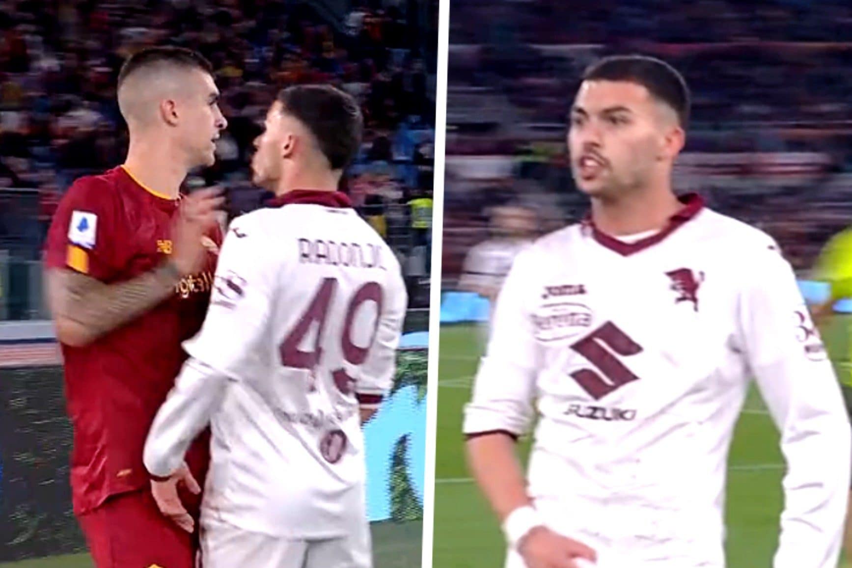 Gesto volgare di Radonjic a Mancini: Roma-Torino finisce coi nervi a ...
