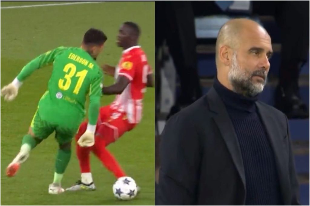Guardiola disperato dopo la follia di Ederson in mezzo al campo: si ...