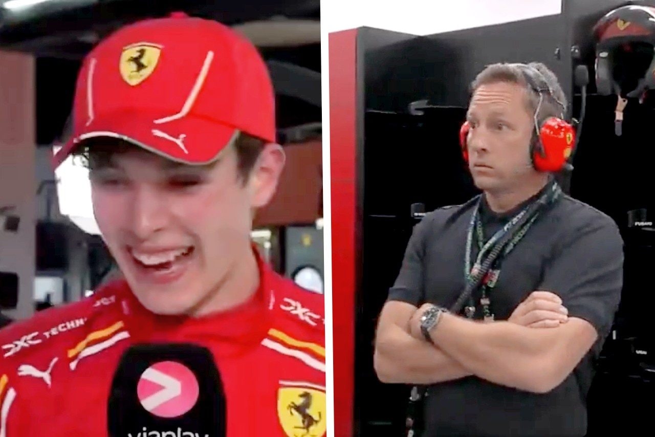 Bearman vede le reazioni del padre durante i suoi primi giri in Ferrari ...