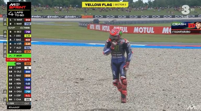 MotoGP Olanda, Marc Marquez vince la gara sprint al Assen: secondo suo fratello Alex, Bagnaia ...
