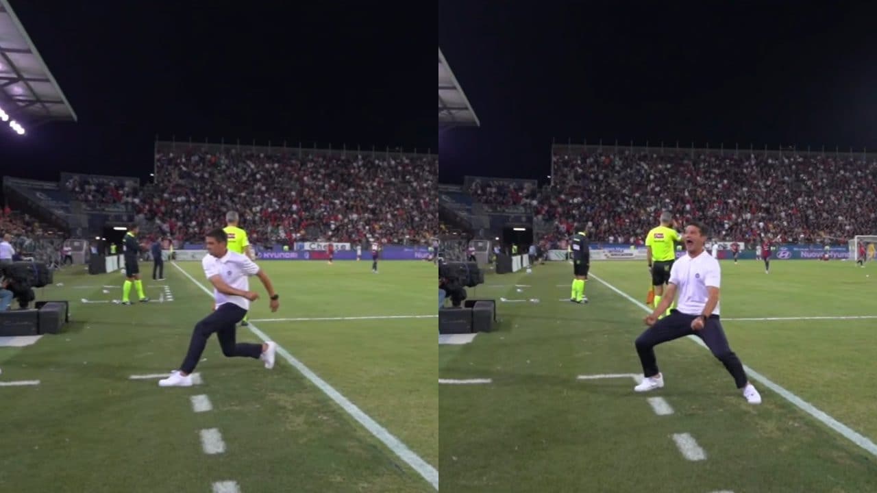 Chivu scatenato in panchina dopo il gol di Pio Esposito: esultanza rabbiosa e lancio della ...