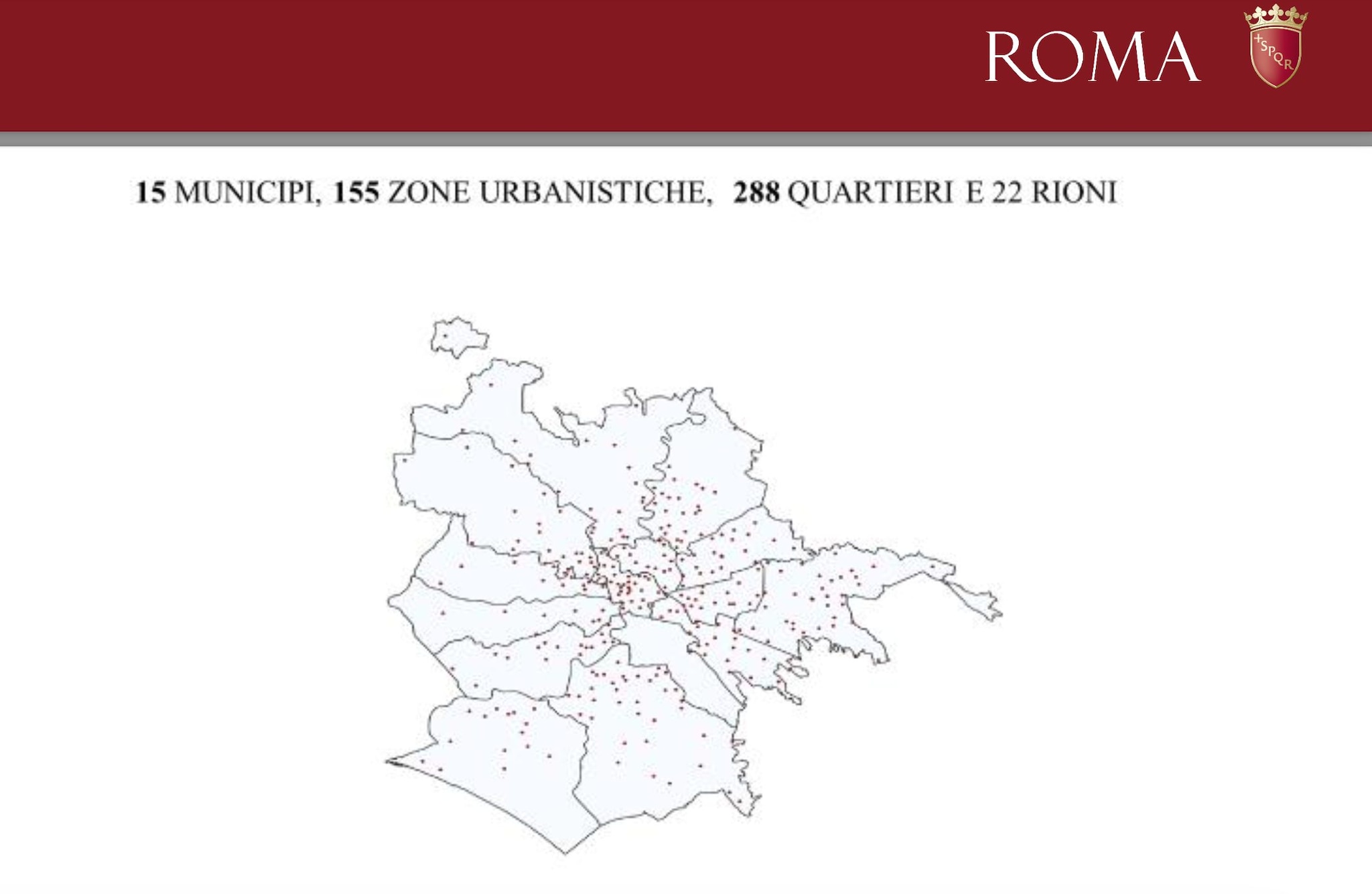 La nuova mappa di Roma: quali sono i 288 quartieri e i 22 rioni della ...