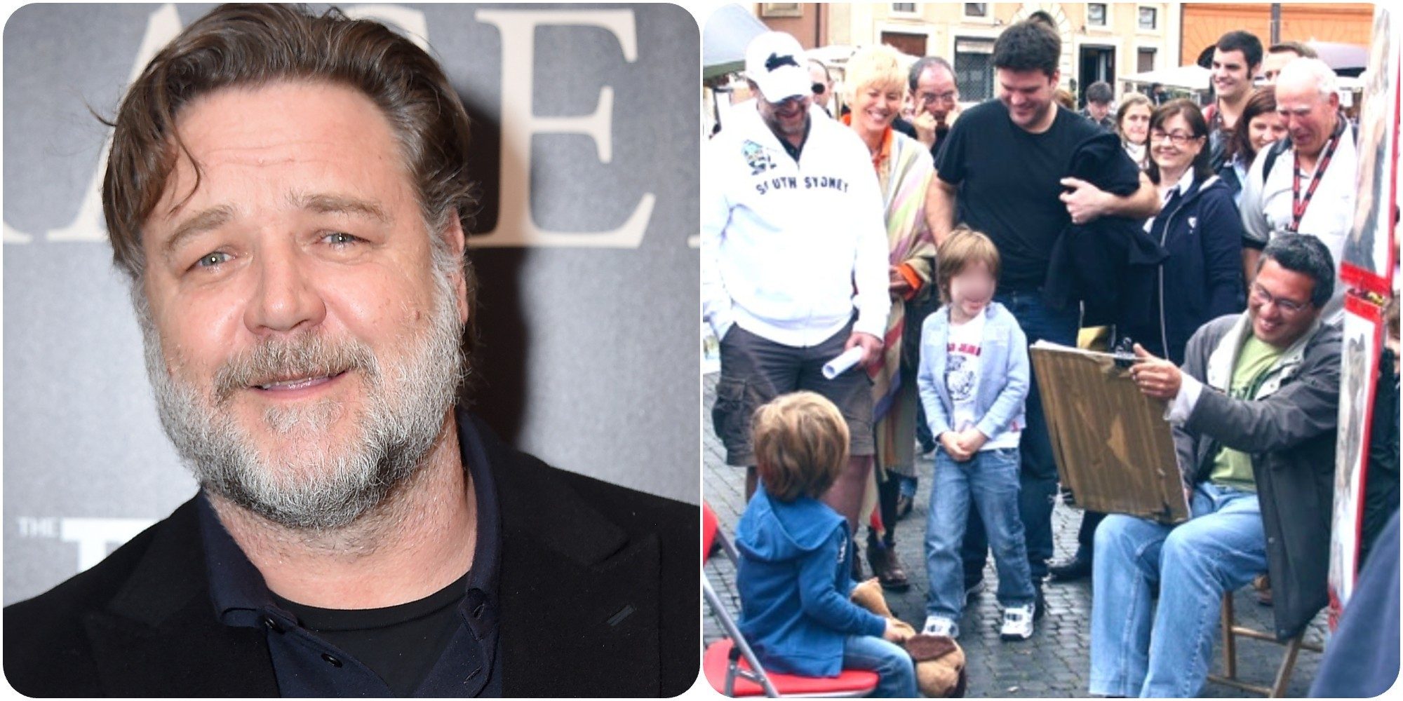 Russell Crowe alla ricerca del caricaturista che ha ritratto i figli ...