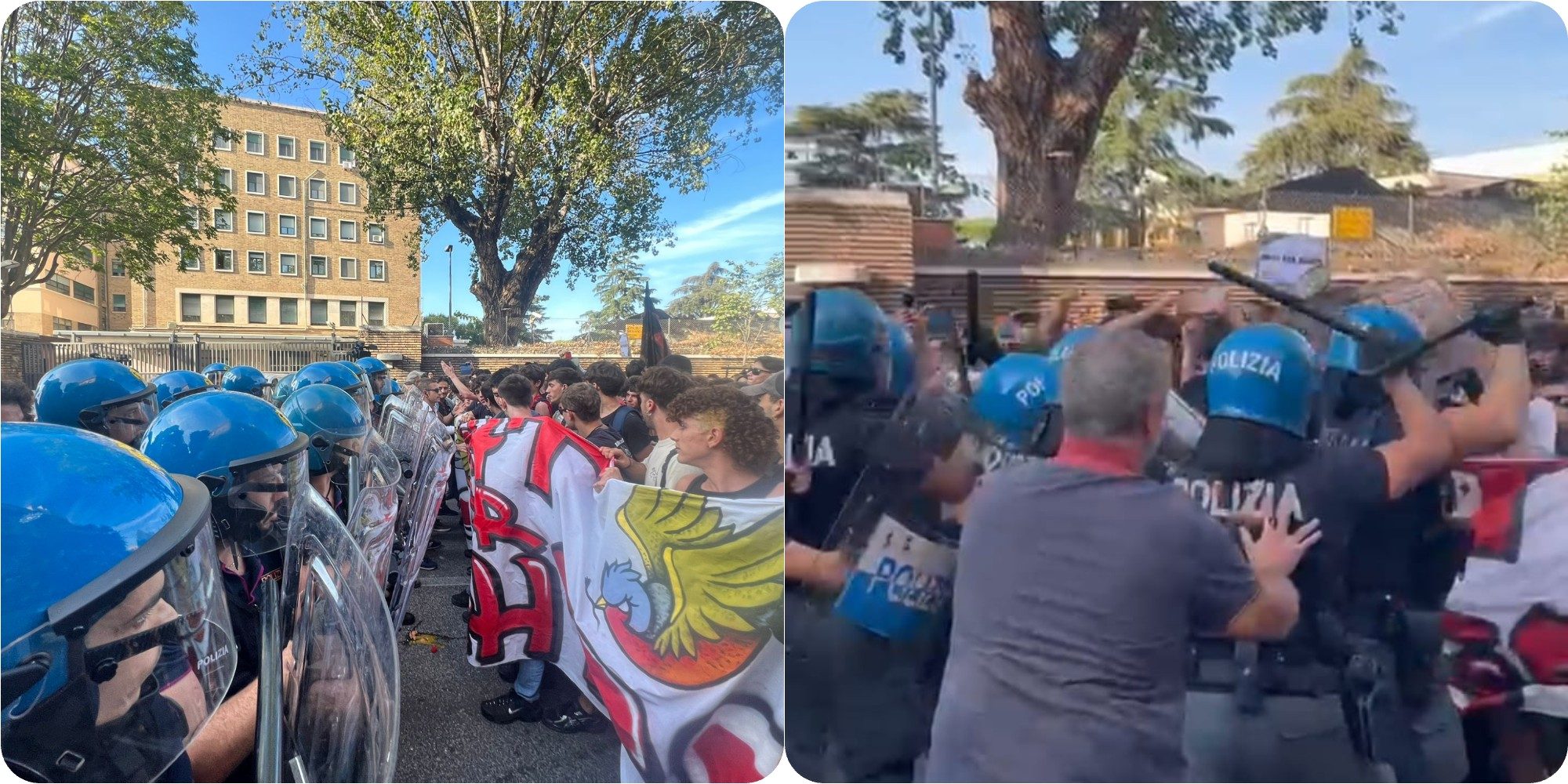 Polizia manganella studenti che manifestano contro il raduno delle ...