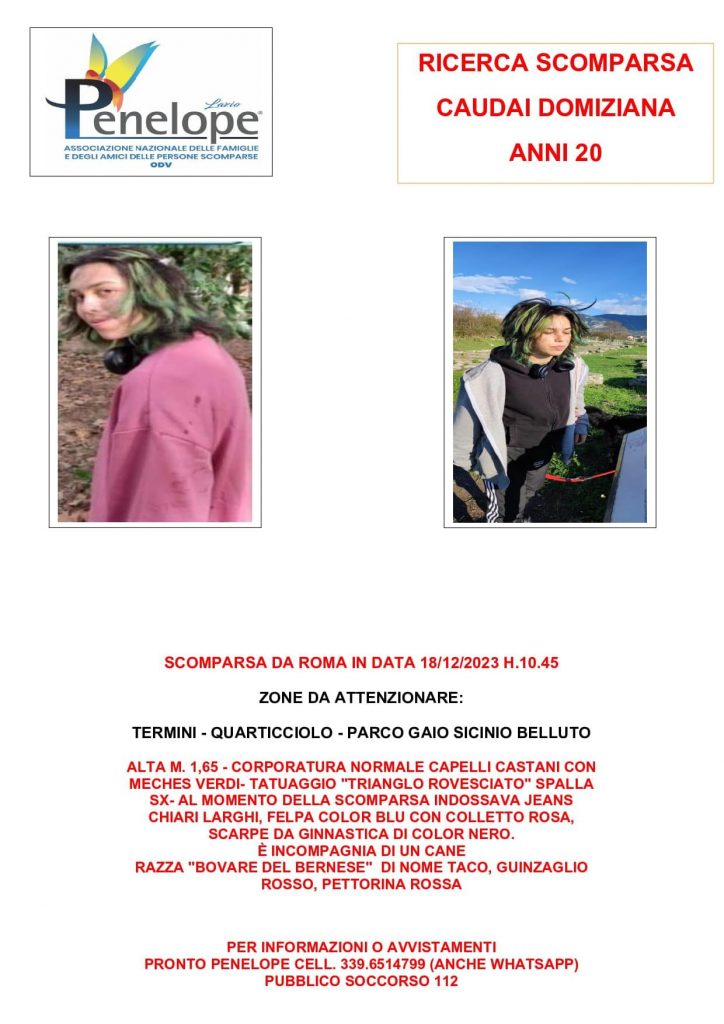 Domiziana Caudai scomparsa a 20 anni da Roma, l'appello: "Aiutateci ...