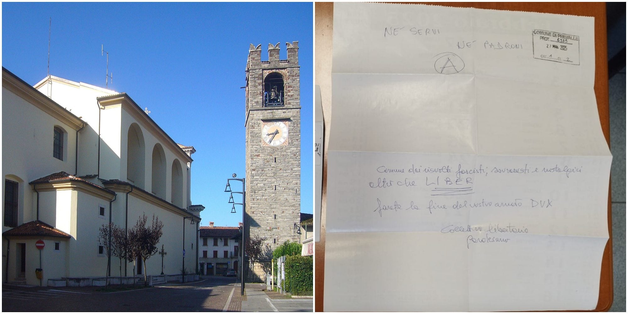 Il Comune di Prevalle riceve una lettera minatoria con simboli ...