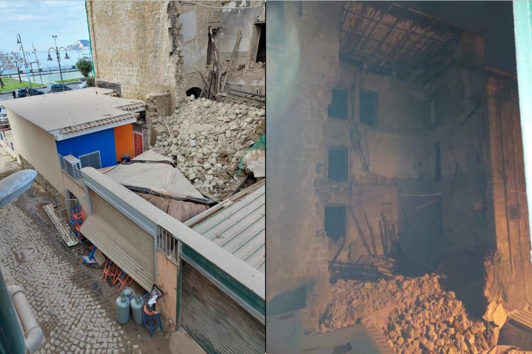 Pozzuoli, palazzo abbandonato delle ex Terme crolla sul pub: paura nella notte