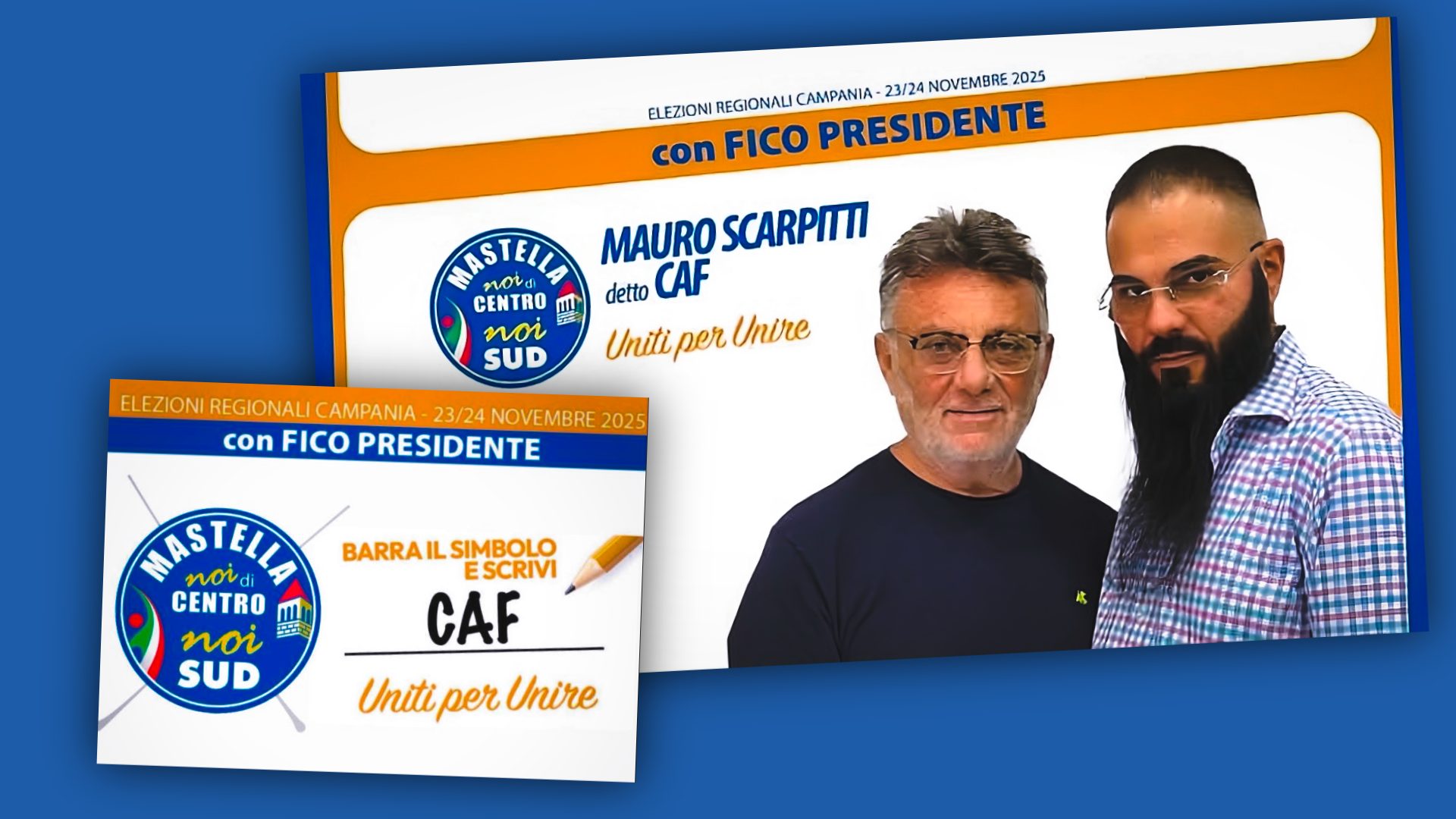 Il "signor Caf" candidato con Mastella a sostegno di Fico: nel santino ...