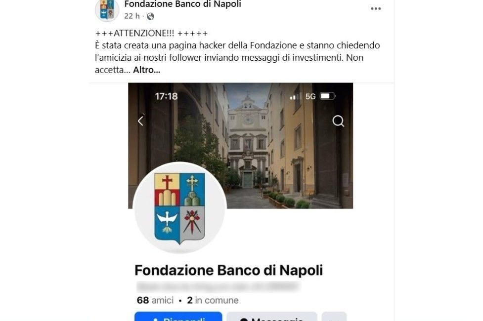 Clonata la pagina della Fondazione Banco Napoli: "Messaggi di ...