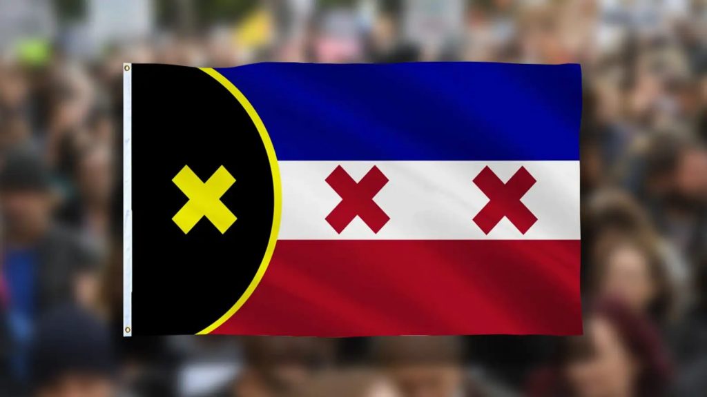 Va a un raduno di no-vax con la Freedom Flag, ma in realtà è una ...